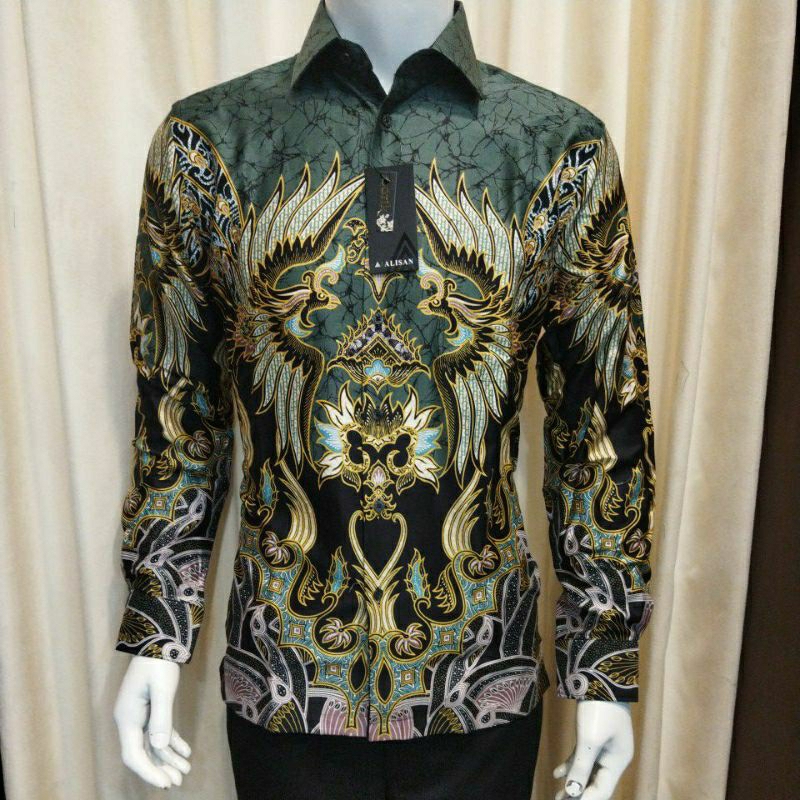Jual Alisan Batik Lengan Panjang Motif Sayap Reguler Size S~XL (14.5~16 ...