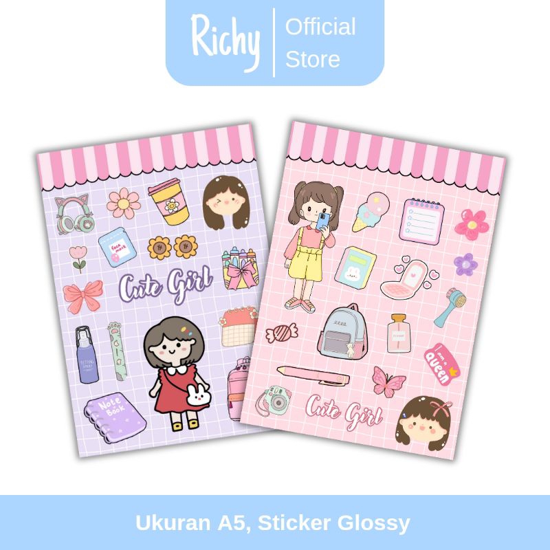 Jual stiker lucu tema cute girl / sticker dekorasi lucu tema cute girl ...