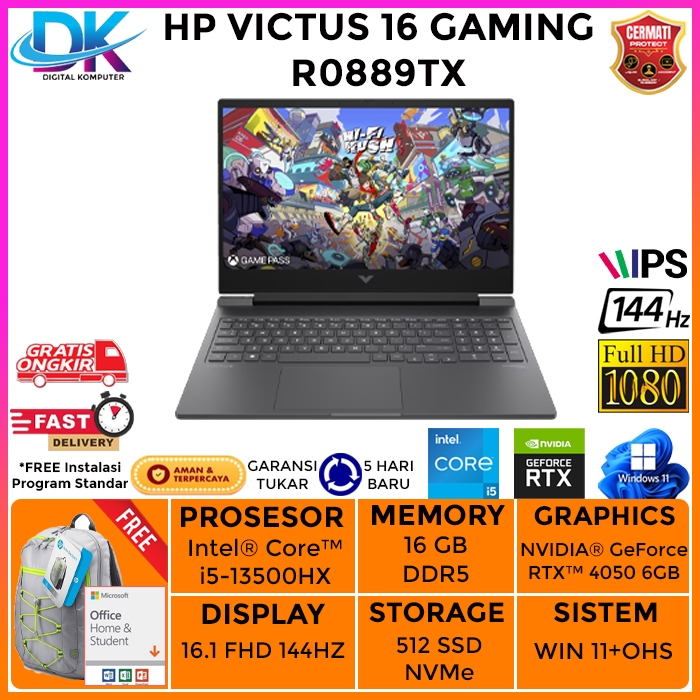 Jual HP VICTUS 16 R0889TX I5 13500HX RTX4050 6GB/ RAM 16GB 512GB SSD ...