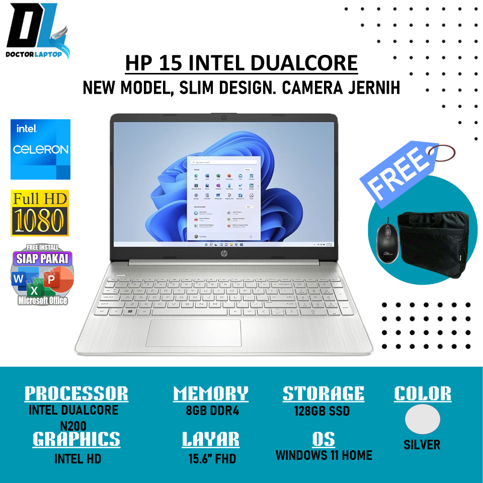 Jual Laptop Baru HP 15 Intel Core N200 Ram 8GB 128GB 15.6" Inch FHD ...