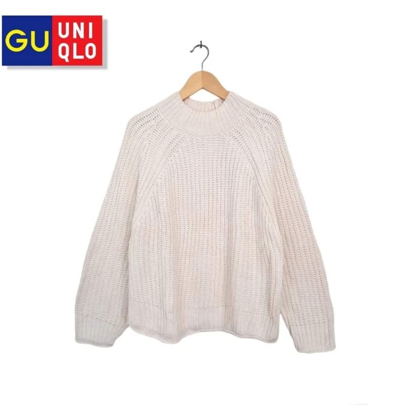 Jual Sweater Rajut Tebal Premium GU Uniqlo Broken White (KODE : B42 -11 ...