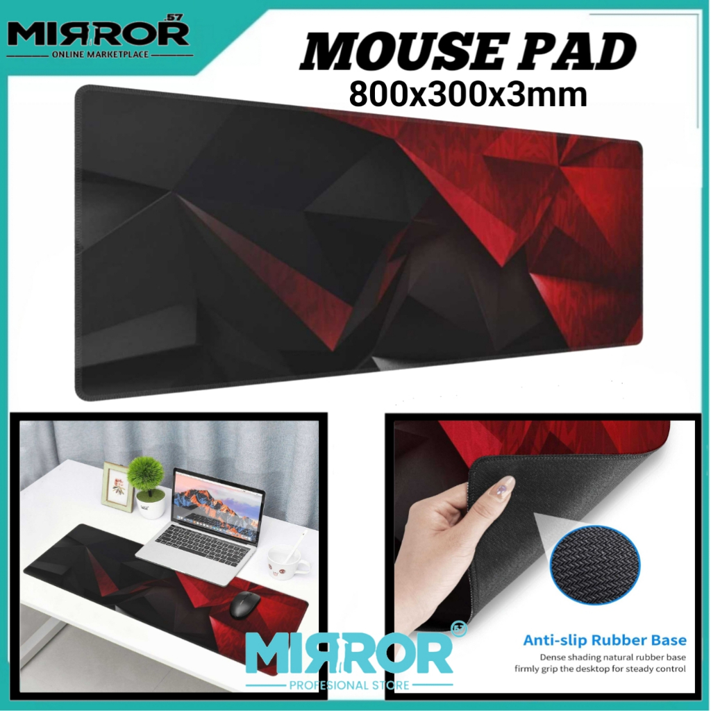 Jual Mouse Pad Gaming XL Rubber Alas Laptop Mouse Keyboard Red Black ...