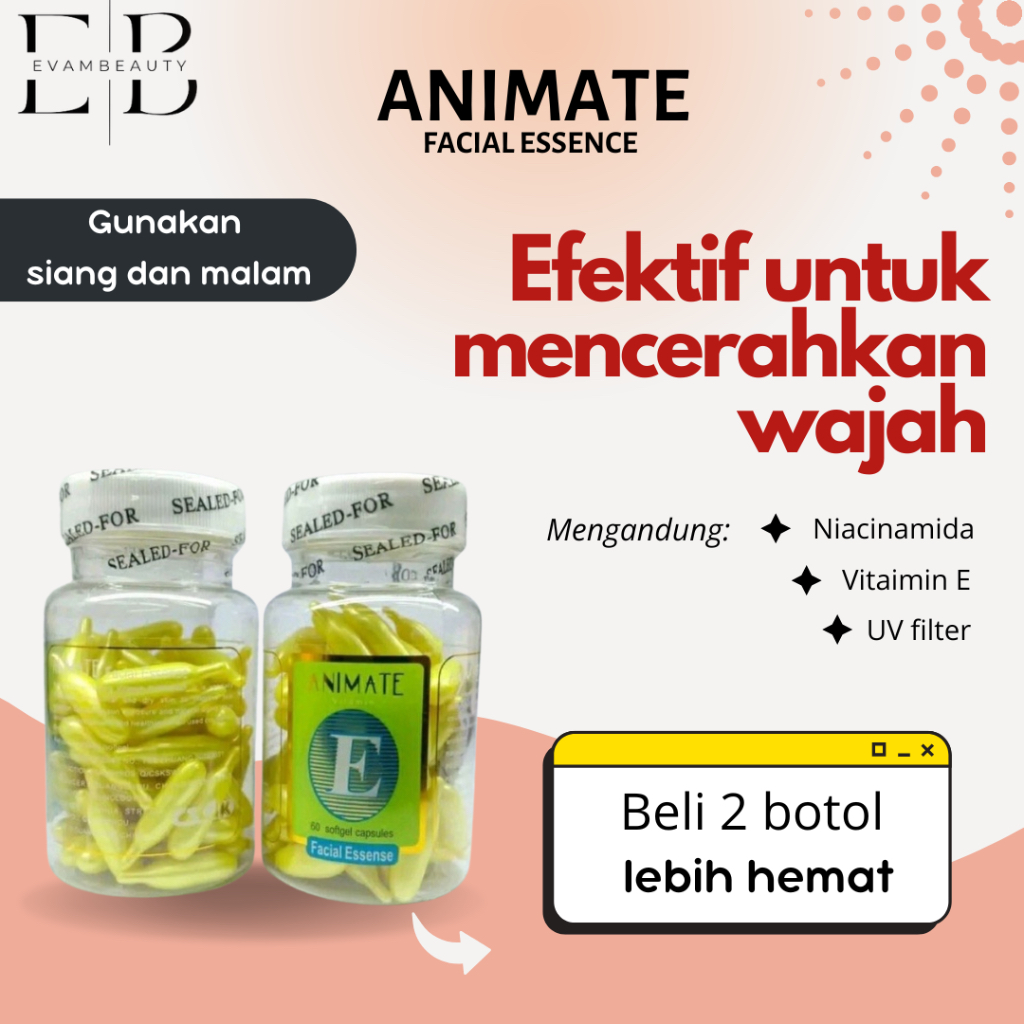 Jual Animate Serum Kapsul Skincare Vitamin E Essence Facial Glowing Isi ...