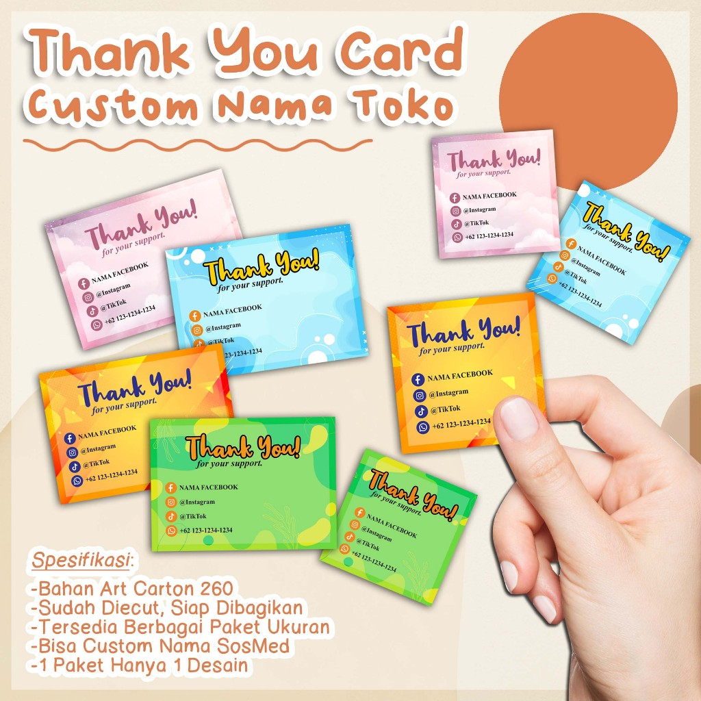 Jual Ucapan / Greeting Thank You Card Custom - Berbagai Ukuran ...