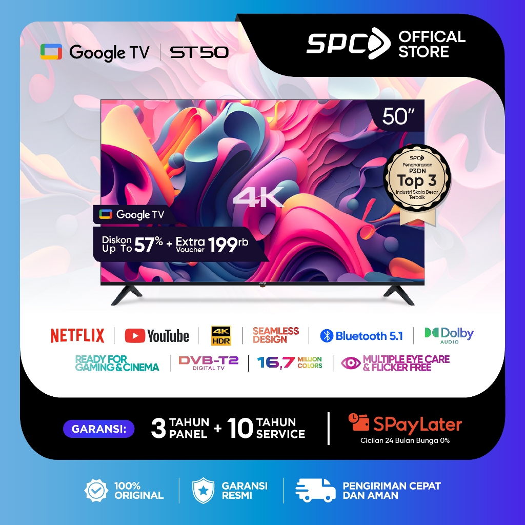 Jual Special Promo - SPC ST50 - Google TV 50 inch 4K UHD | Dolby Audio | Google Assistant ...