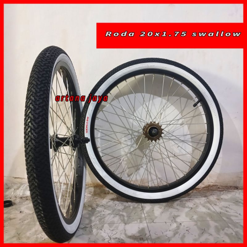 Jual Roda belakang sepeda 20 x 1.75 roda 20 in swallow tinggal pasang ...