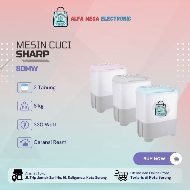 Jual Mesin Cuci 2 Tabung Sharp 80MW | Shopee Indonesia