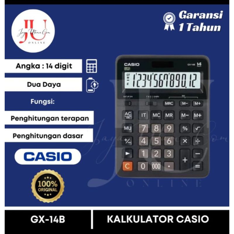Jual KALKULATOR CASIO ORIGINAL GX - 14B 14 DIGIT / CALCULATOR CASIO ASLI 100 PERSEN GX-14B ...