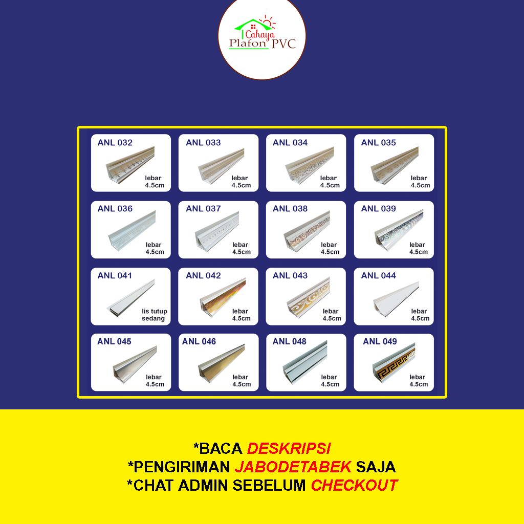 Jual Anda Plafon PVC Bahan LIST Plafon PVC KECIL PREMIUM SEDANG LEBAR 4 ...