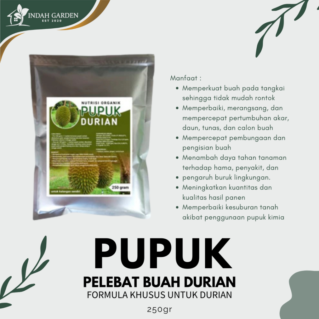 Jual pupuk pelebat buah DURIAN booster nutrisi organik 250 gram | Shopee Indonesia