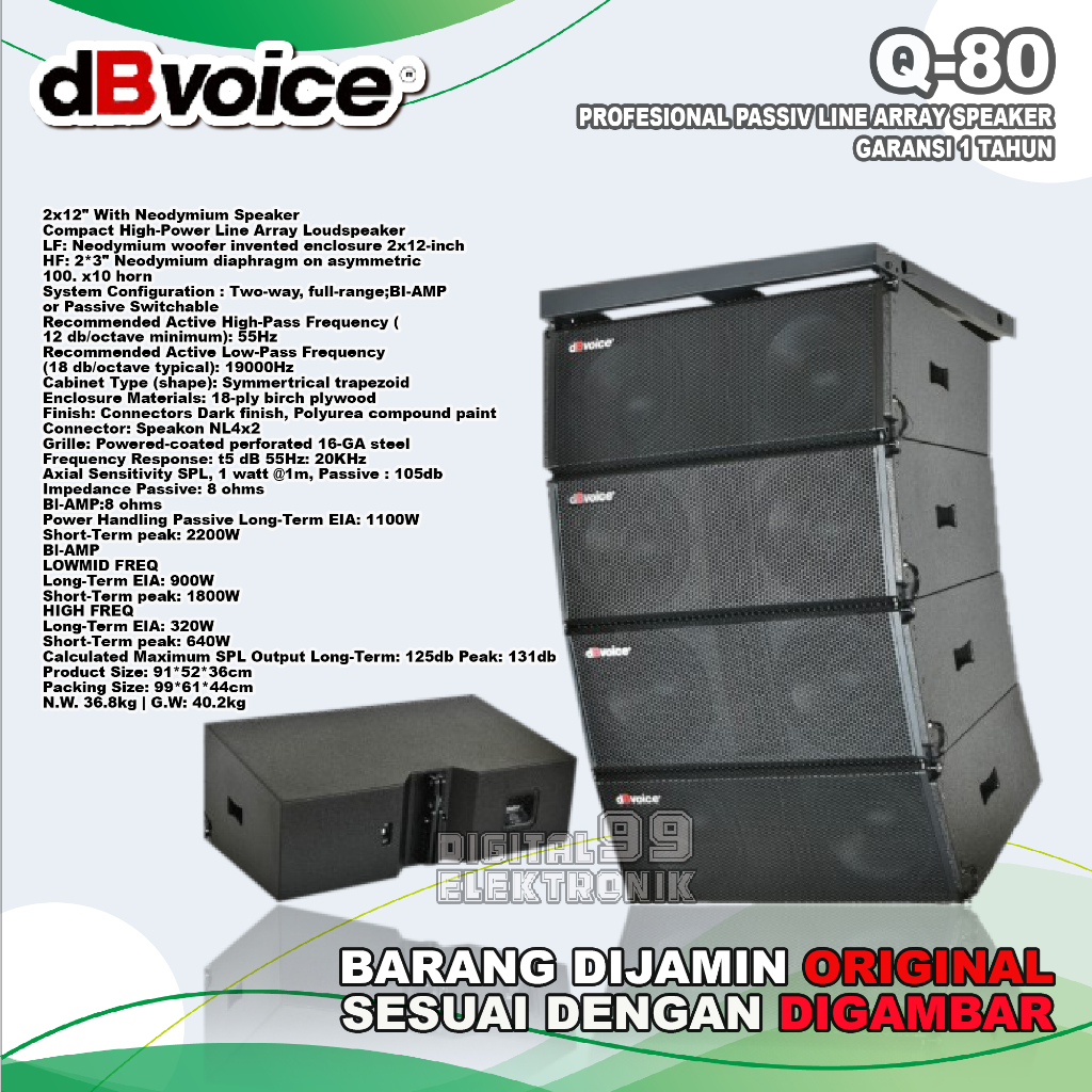 Jual Speaker Pasif 2 x 12 Inch Line Array DB VOICE Q-80 | Q 80 | Q80 Full Neodymium Original ...
