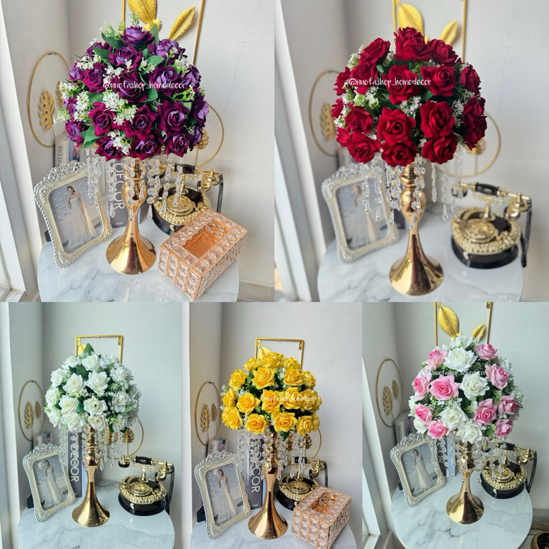 Jual BUNGA + VAS JUNTAI BUNGA MAWAR/ JUNTAI BULAT PLUS BUNGA | Shopee ...