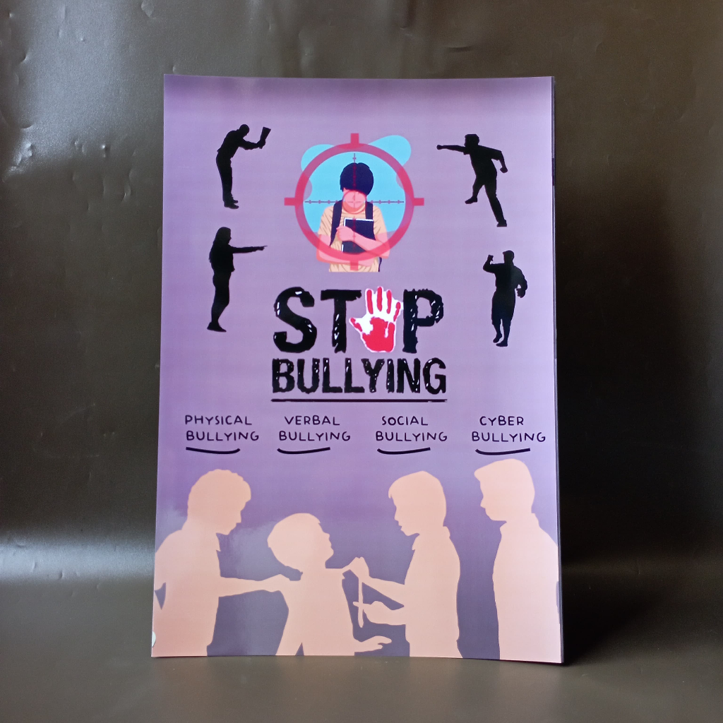 Jual Poster Stop Bullying | Physical Verbal Social Cyber Bullying | Poster Stop Perundungan ...