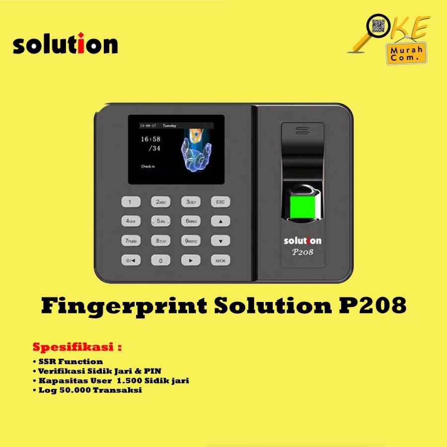 Jual Mesin Absensi Solution P208 / P-208 SSR Function - Fingerprint Sidik Jari | Shopee Indonesia