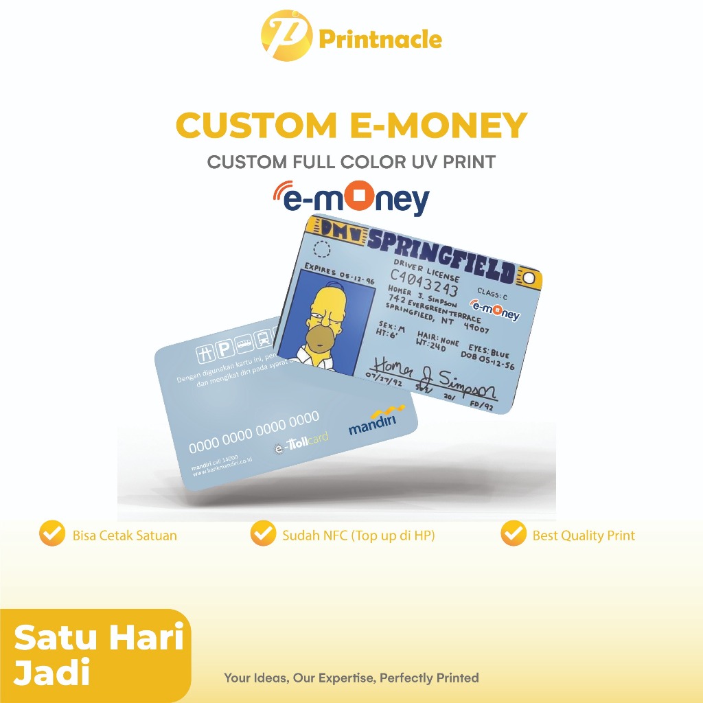 Jual Cetak E MONEY Kartu E toll Mandiri Custom Uv Print / 2 sisi | Shopee Indonesia