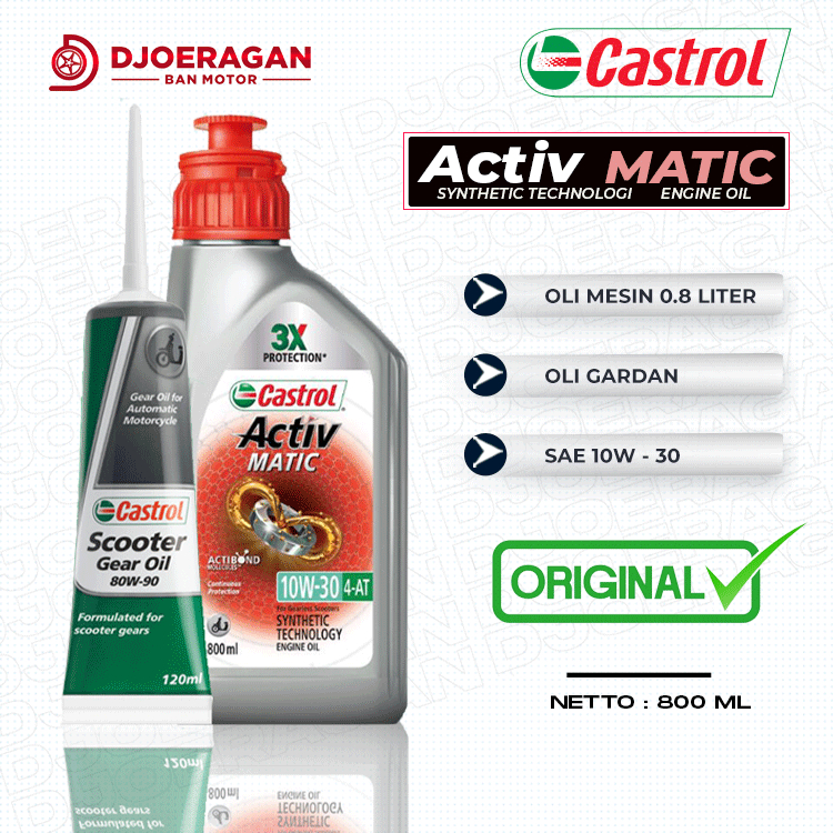 Jual PAKET OLI CASTROL ACTIV MATIC 0.8L SAE 10W-30 & 20W40, DAN CASTROL ...