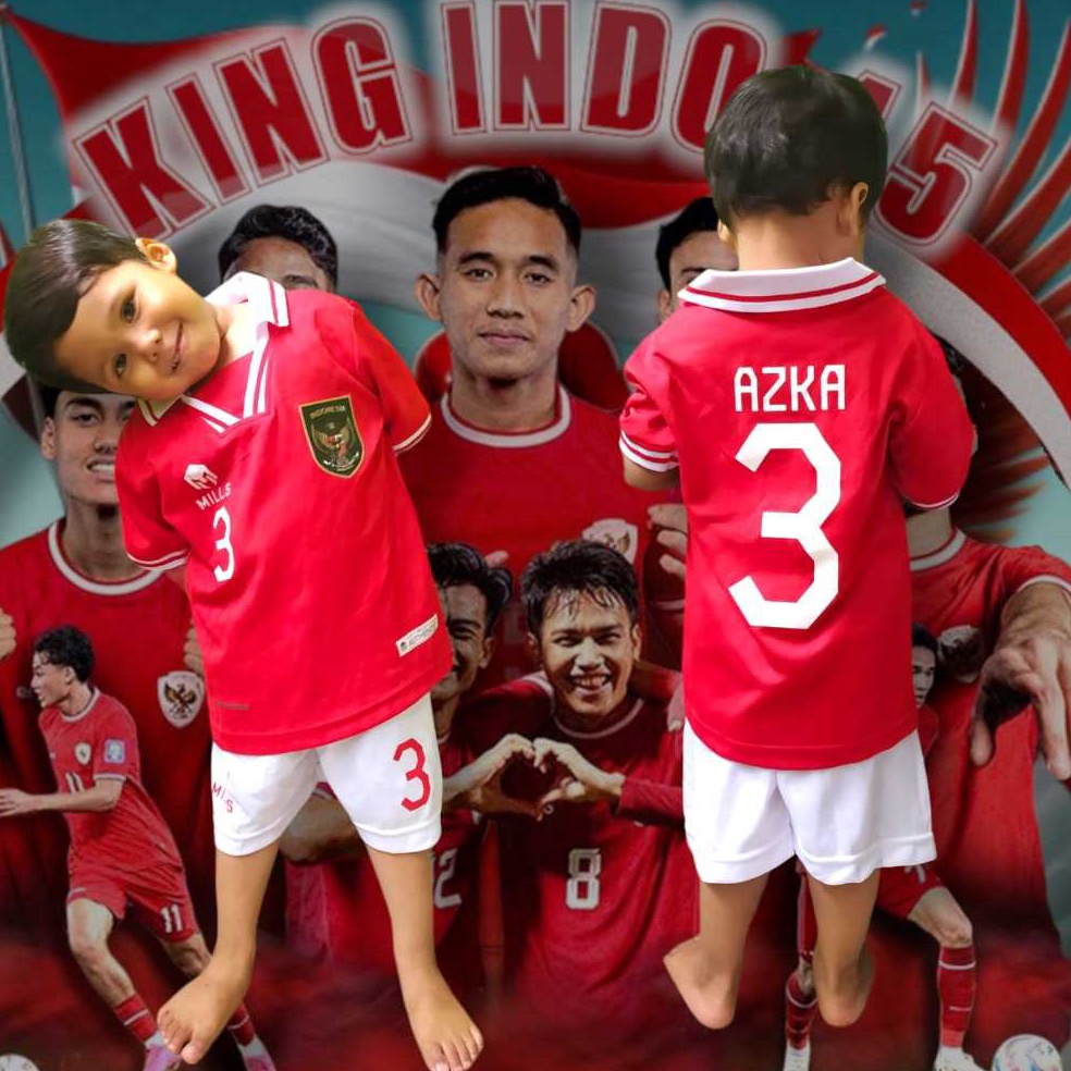 Jual First Quality Baju bola anak timnas MILLS indonesia logo timbul ...