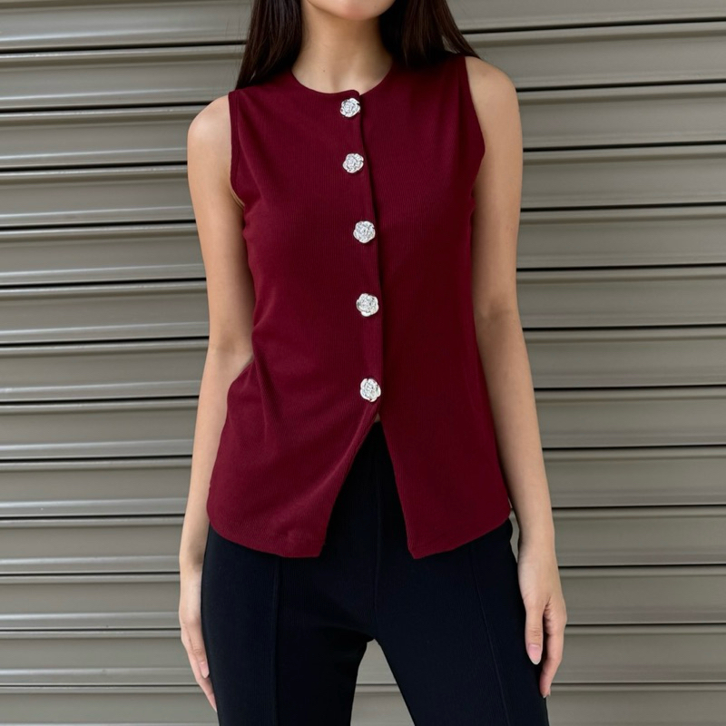 Jual FIOR TOP | Atasan Knit Wanita Lengan Panjang Kancing Basic Korean ...