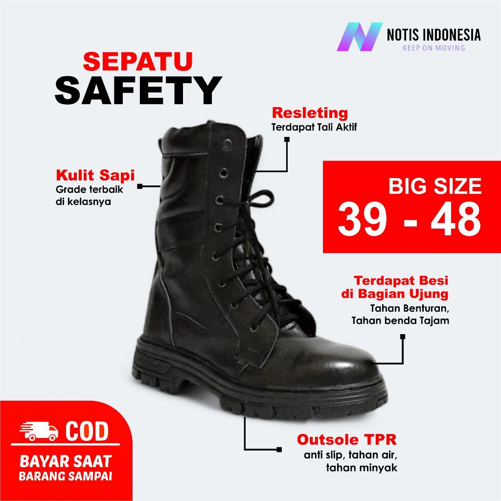Jual UK 46 47 48 SEPATU SAFETY UJUNG BESI KULIT ASLI PROMO BIG SIZE ...