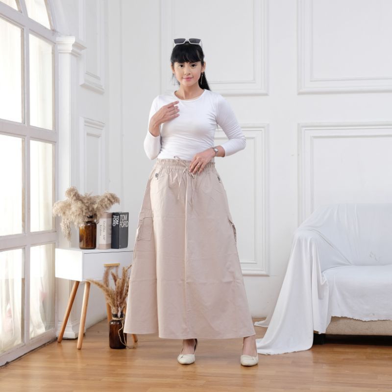 Jual ROK CARGO A-LINE BAHAN KATUN PREMIUM / ROK KOREAN STYLE KEKINIAN ...