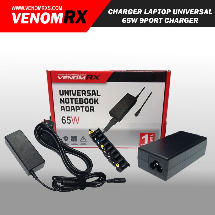 Jual VenomRX Universal Notebook Adaptor Laptop Charger 65W Venom RX ...