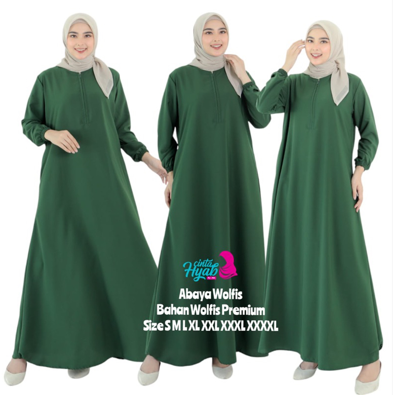 Jual Cinta Hijab Gamis Ijo Botol Abaya size Jumbo XXXXL | Shopee Indonesia