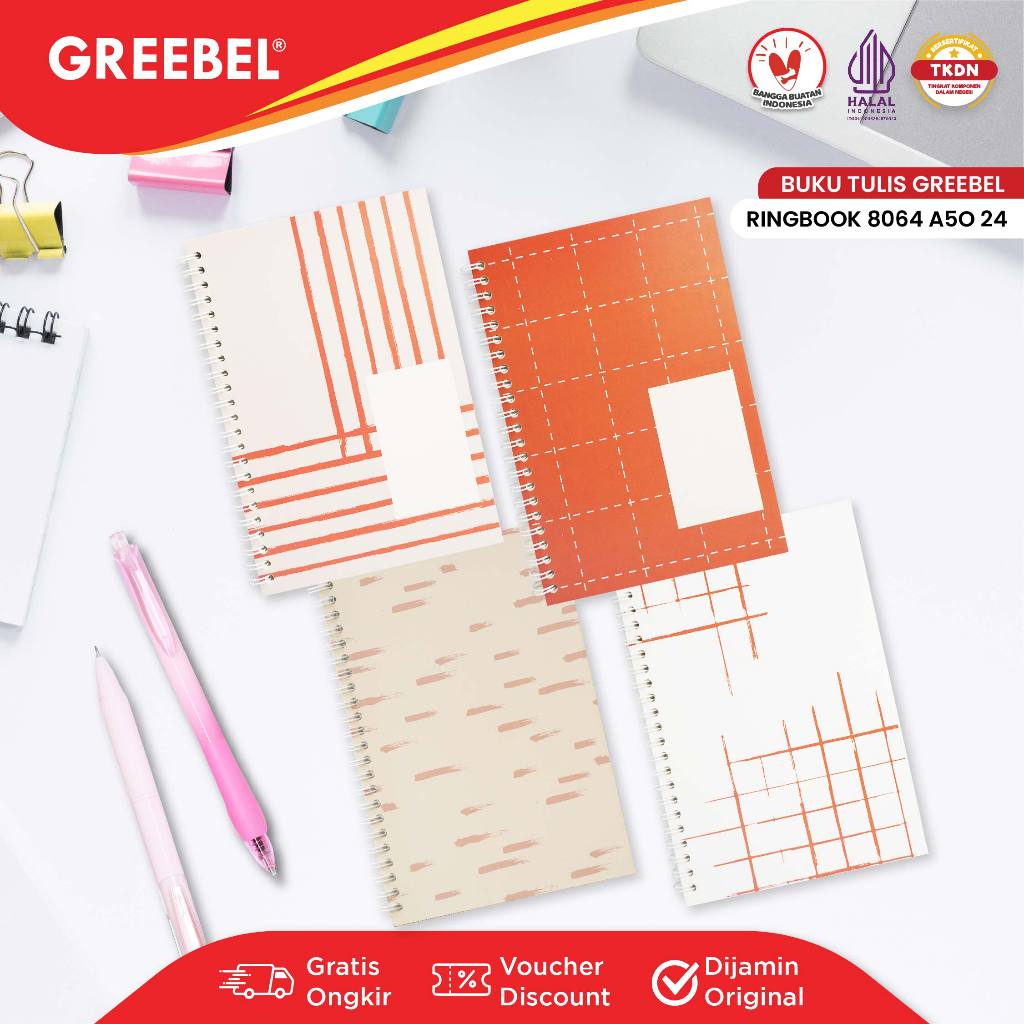 Jual GREEBEL Notebook Buku Tulis Ring (RING BOOK 8064 A5O 31) / Buku ...