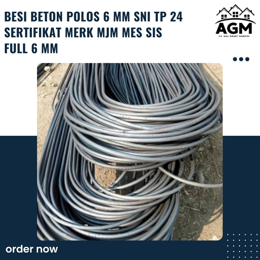 Jual besi beton polos 6 mm SNI TP 24 sertifikat merk MJM MES SIS full 6 ...