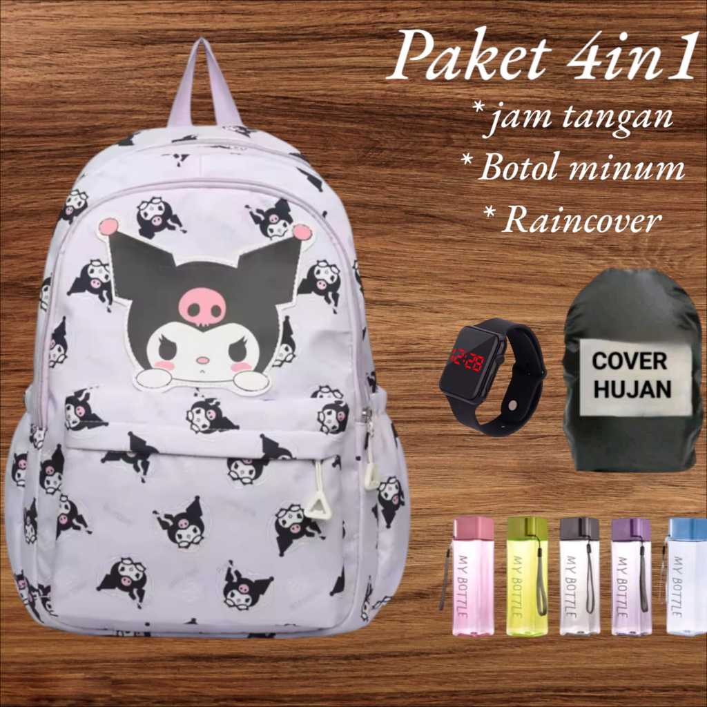Jual Tas Sekolah Anak Perempuan SD SMP Tas Ransel Karakter KUROMI MY MELODI Backpack CINNAMOROL ...