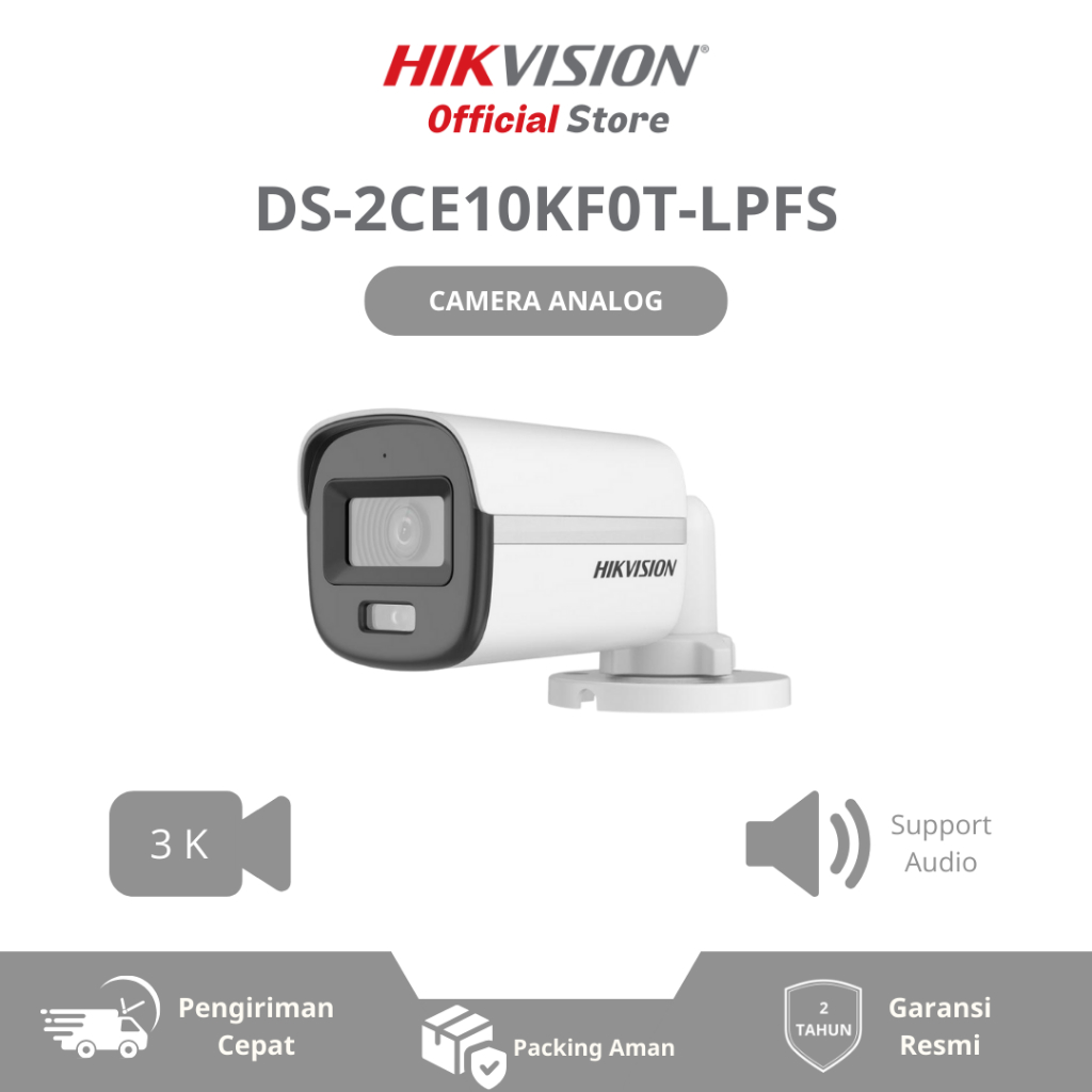 Jual HIKVISION - DS-2CE10KF0T-LPFS Camera Analog CCTV 3K ColorVu Smart hybrid light Fixed Mini ...