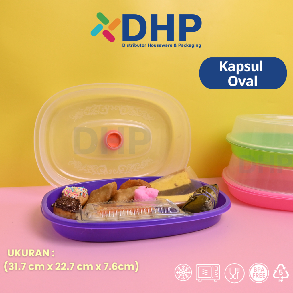 Jual Kotak Roti KAPSUL OVAL (D=30cm) Tempat Bolu Kue Plastik Penyimpanan Kue Basah Anti Semut ...