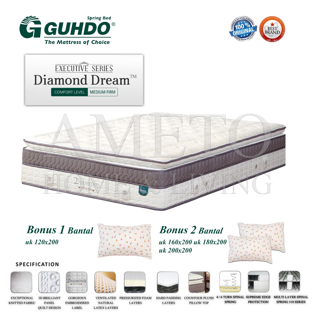 Jual Guhdo Spring bed DiamondLatex Tebal 40 cm (HANYA KASUR) 120, 140 ...