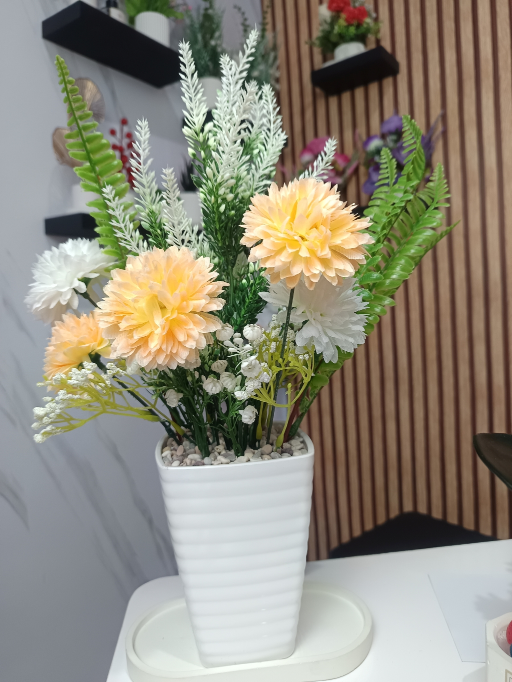 Jual RANGKAIAN BUNGA ARTIFICIAL PAKIS DAHLIA / HIASAN MEJA RUMAH ...