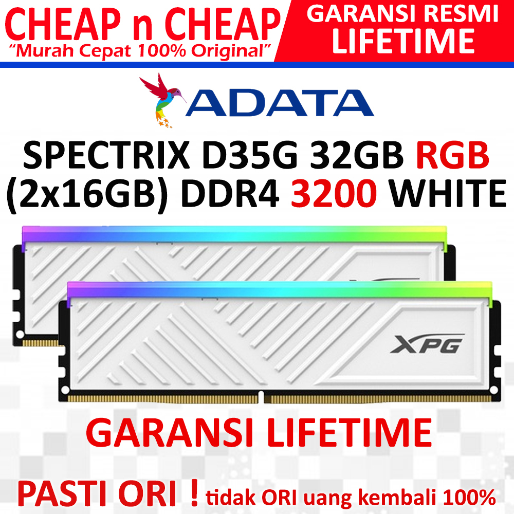 Jual Adata Spectrix 32GB RGB 2x16GB Kit 3200MHz PC25600 White - Ram PC Memory Komputer Gaming ...
