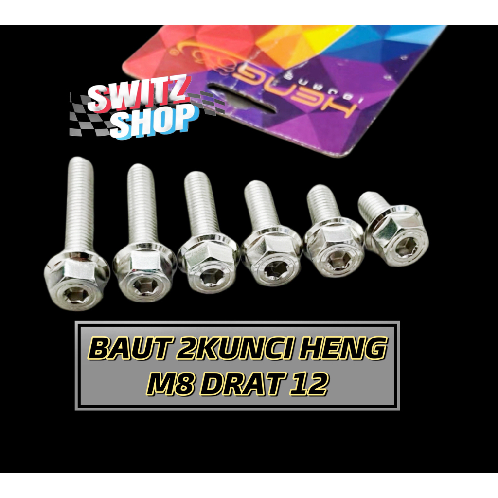 Jual HENG 2KUNCI Probolt M8 BAUT DRAT 12 HEXAGON STAINLESS CHROME ORIGINAL THAILAND M8x20 M8x25 ...
