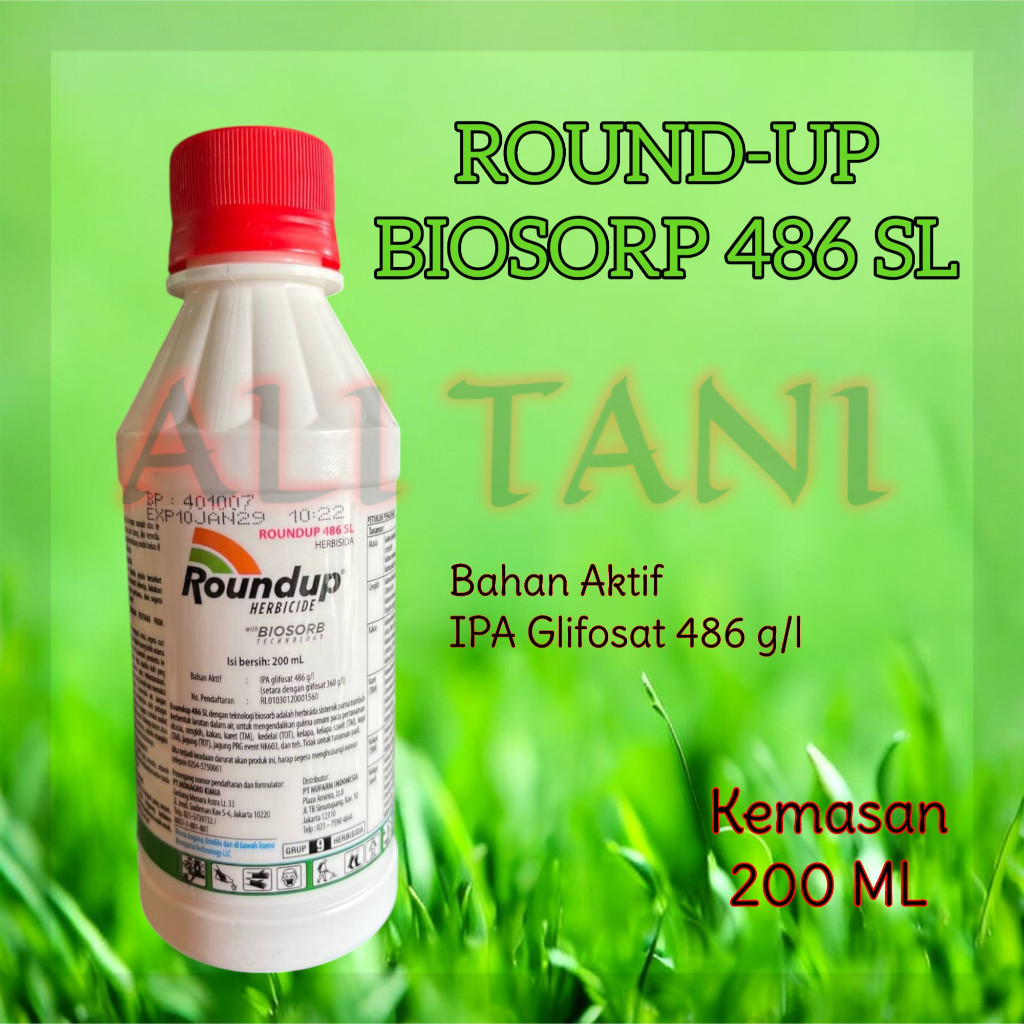Jual ROUNDUP 486SL Kemasan 200 ML HERBISIDA OBAT PEMBASMI RUMPUT LIAR ...