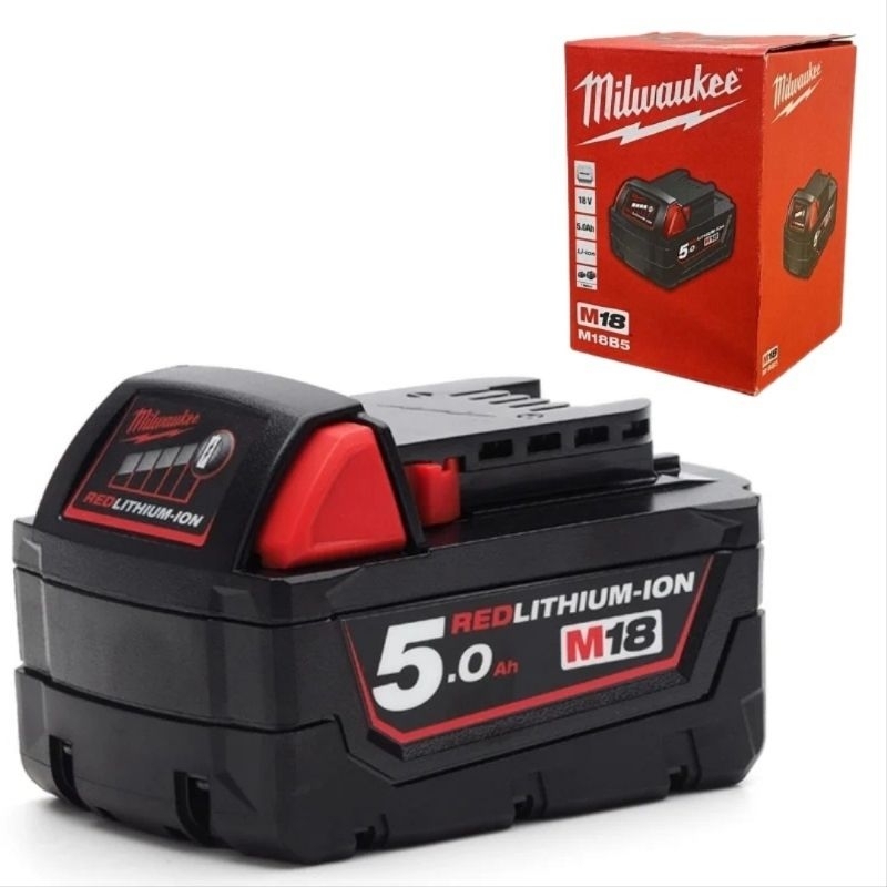 Jual Baterai Milwaukee M18 5AH battery 18V red lithium | Shopee Indonesia