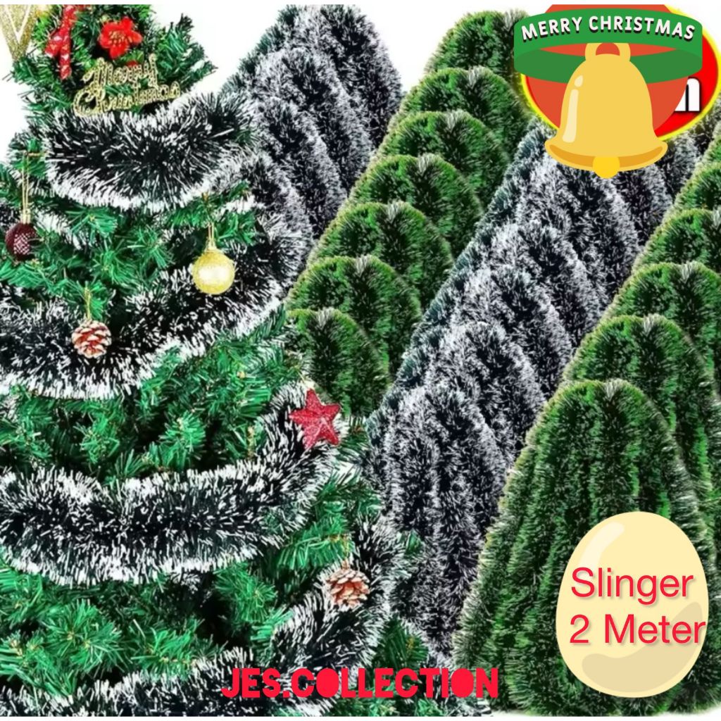 Jual GROSIR Slinger Natal 2 Meter Premium Tebal Garland Tinsel Hijau ...