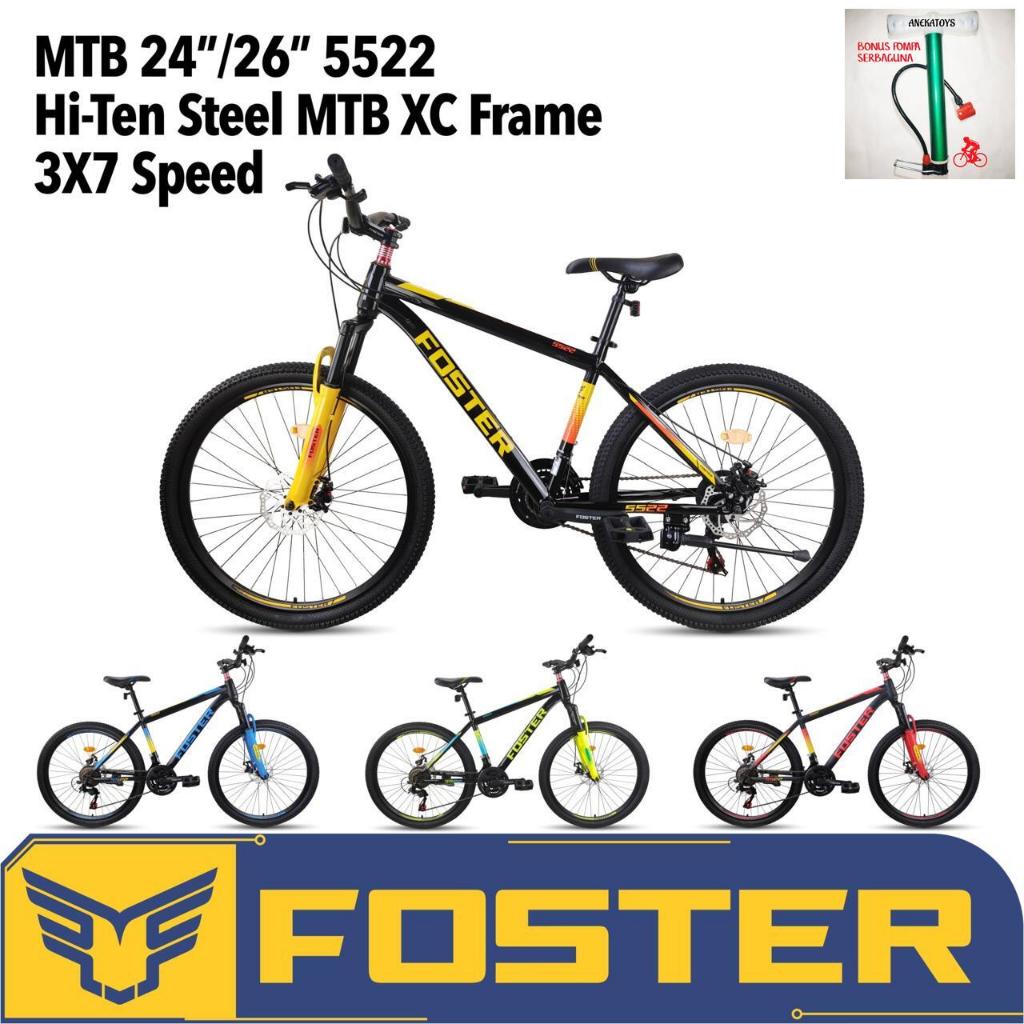 Jual (BONUS POMPA) Sepeda Gunung Foster 5522 MTB 20/24/26 Inch Hi Ten ...