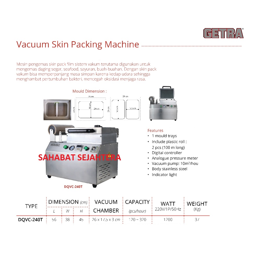 Jual GETRA Vacum Skin Packing Machine DQVC-240T Mesin Pengemas Skin ...