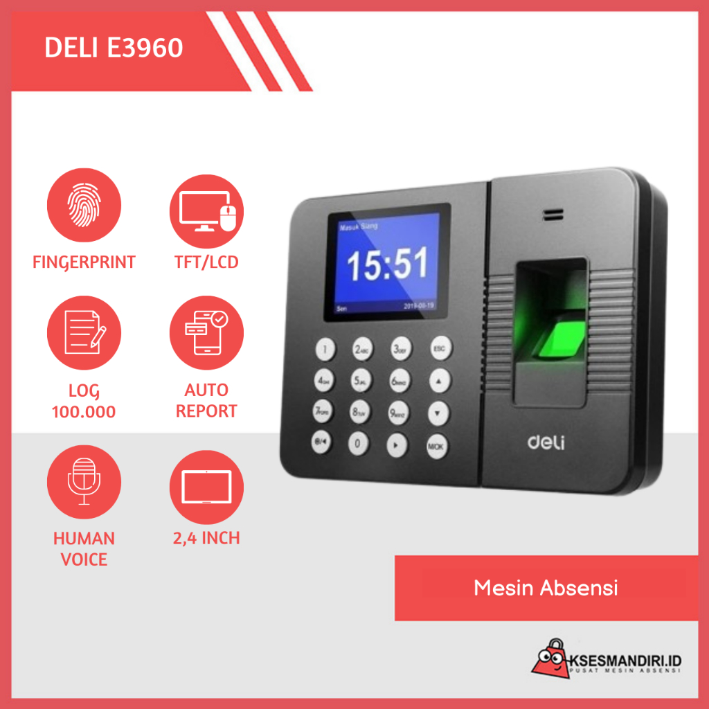 Jual Mesin Absensi Sidik Jari Fingerprint Deli E3960 | Shopee Indonesia