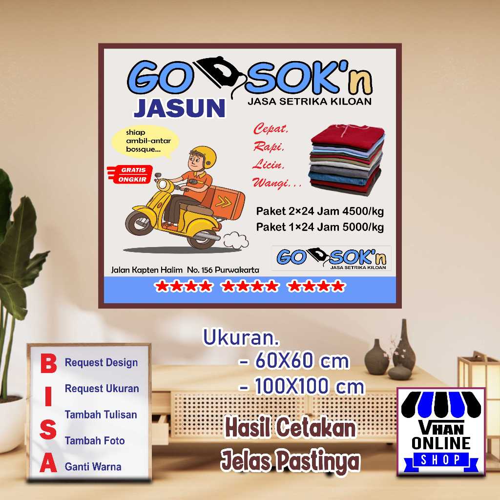 Jual Cetak Spanduk Banner Custom Jasa Setrika atau Laundry | Shopee ...