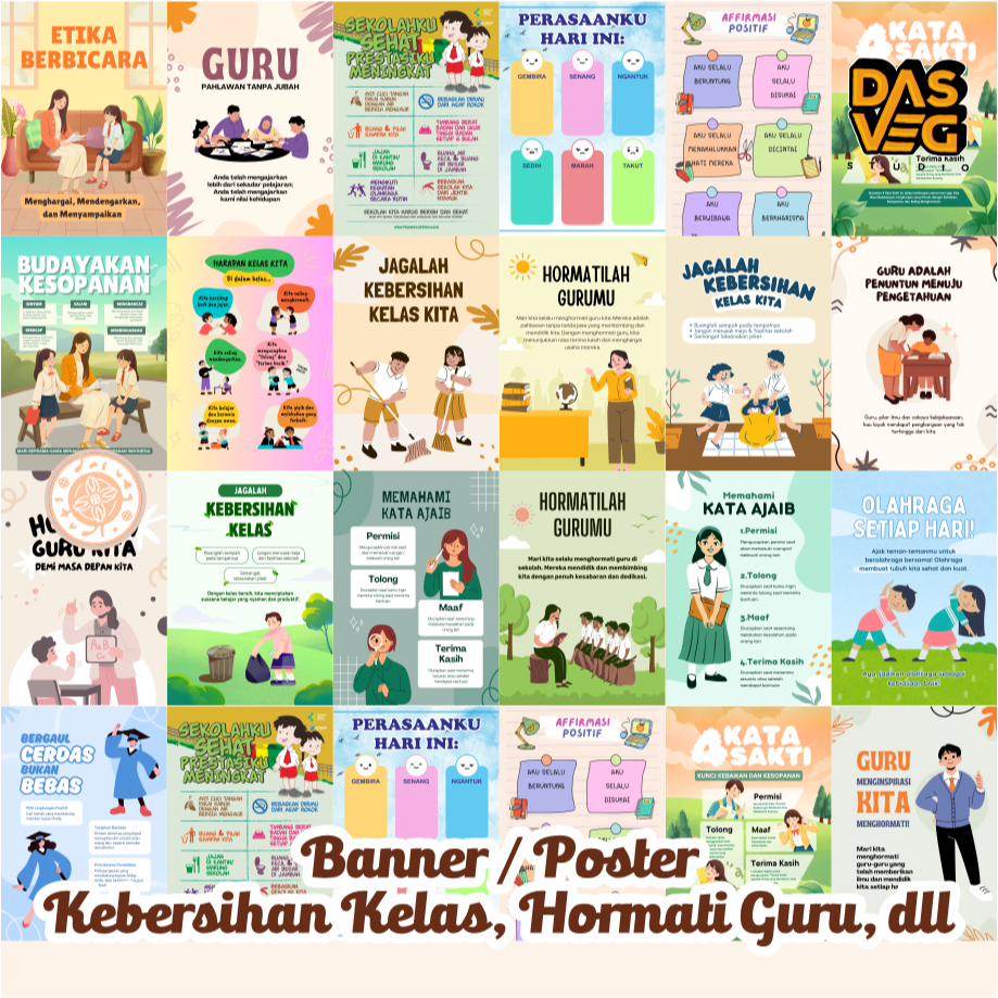 Jual Banner / Poster Kebersihan Kelas, Hormati Guru, dll | Shopee Indonesia