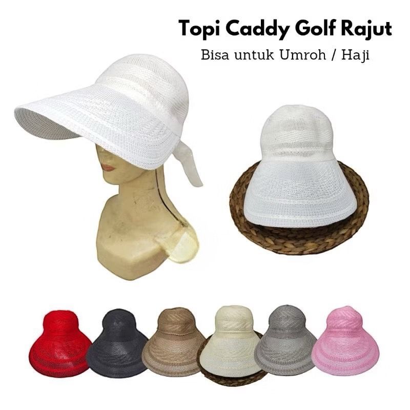 Jual Topi Golf Caddy Warna Putih Import Full Rajut Topi Umroh Haji ...