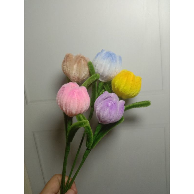 Jual Bunga Tulip Kawat Bulu (Pipe Cleaner) FREE keychain (ganci) | Lily ...