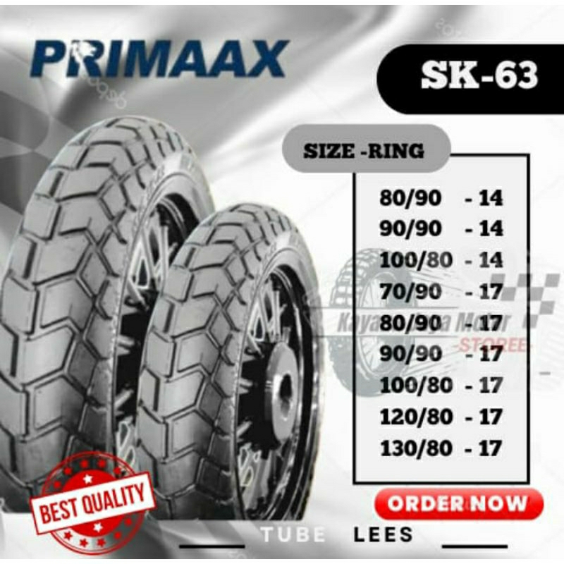 Jual BAN PRIMAAX SK 63 FREE COP TUBLES RING 14&17 UKURAN 80/90-14 90/90 ...