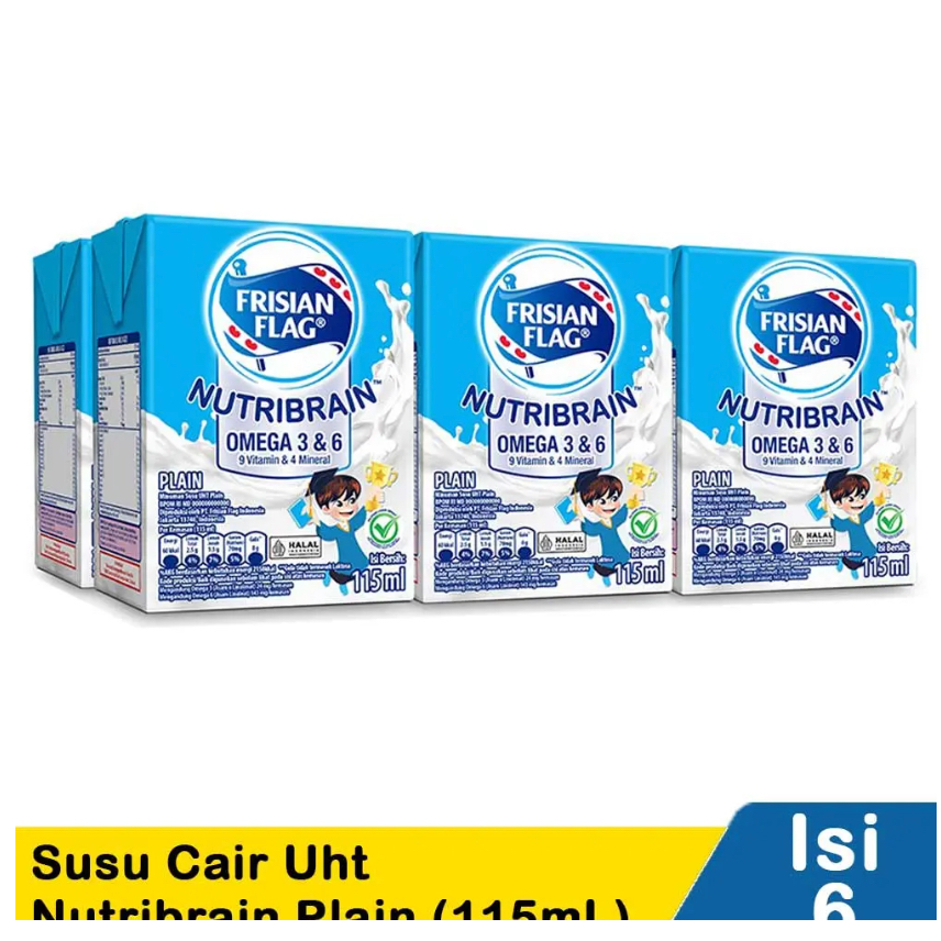 Jual Frisian Flag Susu Cair Uht Nutribrain Plain 6 x 115 ml | Shopee Indonesia