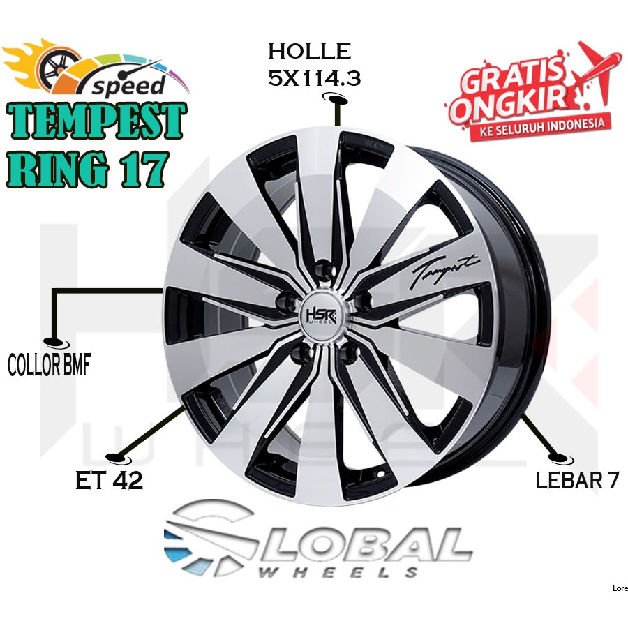 Jual Velg Mobil Racing Ring 17 HSR Tempest Buat Hrv Crv Captiva Xpander ...