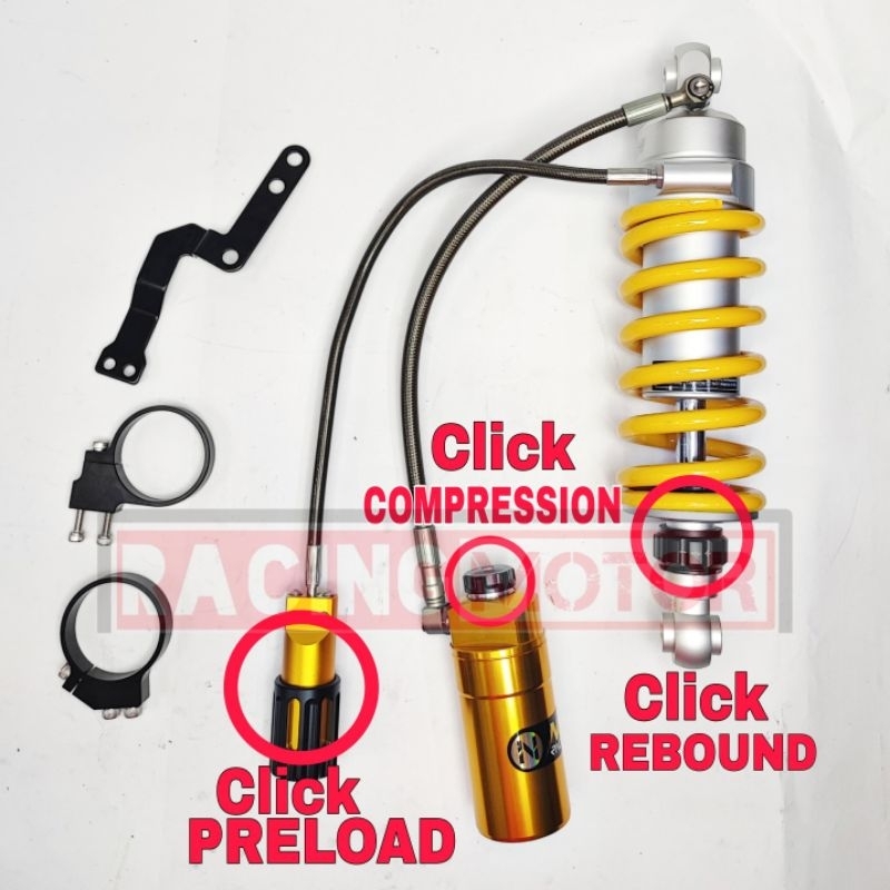 Jual mono shock ninja r ss kr150 tabung pisah 3click triple klik shock belakang | Shopee Indonesia