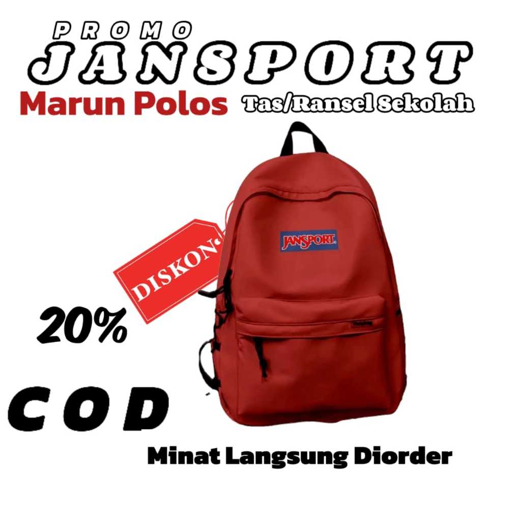 Jual Jansport Tas Ransel /Daypack /Super Break /Varsity maroon polos ...